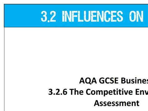 Aqa Gcse Business 9 1 32 Influences On Business Topic Assessments