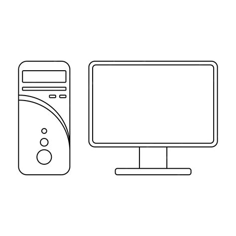 Premium Vector Computer Desktop Outline Illustration On White