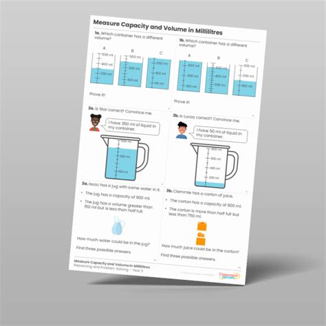 Year Measure Capacity And Volume In Millilitres Reasoning And Problem