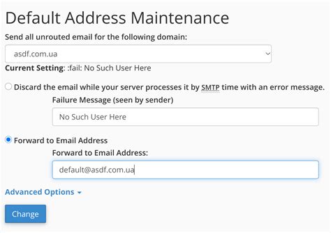using the default address on hosting with cpanel support nic ua