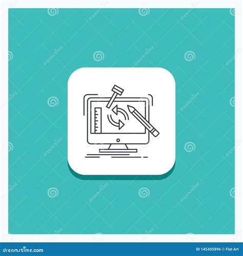 Round Button For Engineering Project Tools Workshop Processing Line Icon Turquoise