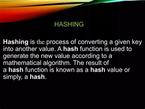 hashing and hashtable application of hashing advantages of hashing