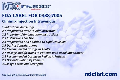 Fda Label For Clinimix Injection Intravenous Indications Usage And Precautions