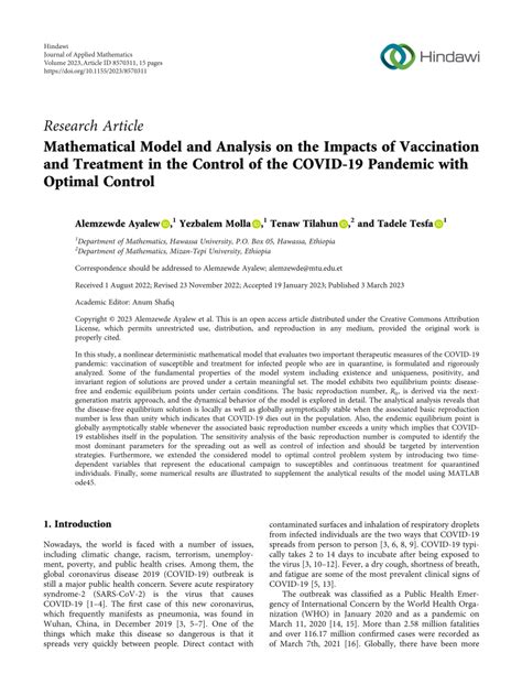 Pdf Mathematical Model And Analysis On The Impacts Of Vaccination And