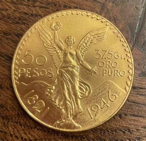 Moneda De Oro De México De 50 Pesos Mexicanos De 1946 Km481 Eur 3500
