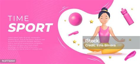 휴대 전화 화면에 개인 코치와 대화 형 온라인 요가 운동 집에서 훈련하는 작은 남자 사람들은 명상을 연습하고 스포츠는 3d 벡터 삽화를 연습합니다 3차원 형태에 대한 스톡