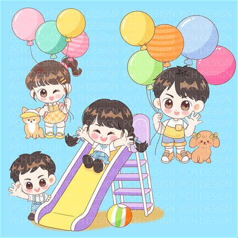 เซ็ตตัวการ์ตูนวันเด็ก คลังสื่อการเรียนรู้ พีซีเอช ดีไซน์