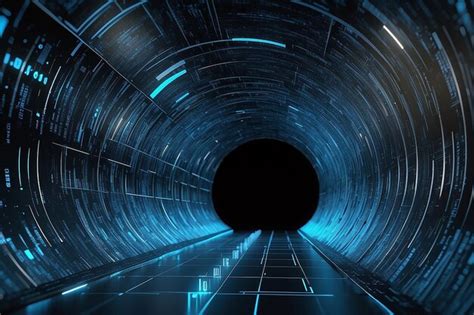 Premium Photo Flight Through Abstract Blue Tunnel Made With Zeros And