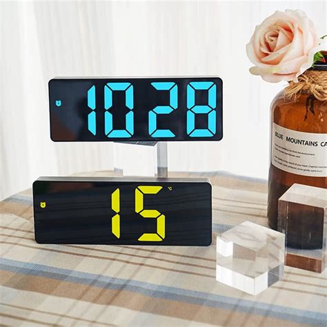 Digital Alarm Clock For Bedroom Rechargeable Led Mirror Electronic
