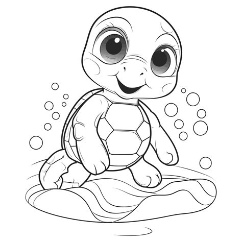 Beautiful Cute Turtle Coloring Pages 22788660 Vector Art At Vecteezy