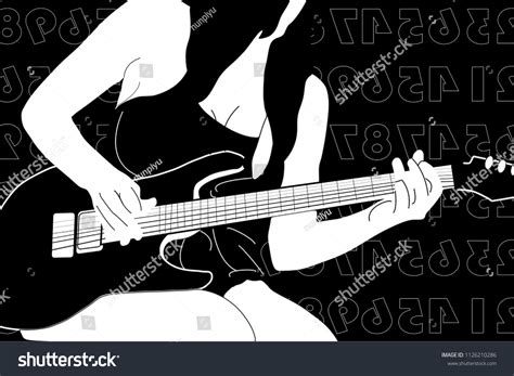 Half Naked Woman Playing Guitar Illustration Stock Illustration