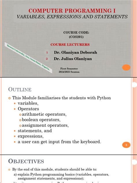 Module3 Variables Expression And Statement1 Pdf Boolean Data