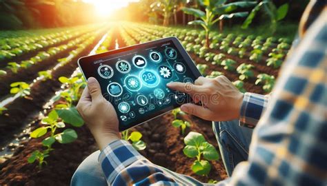 Focus On Using Data And Technology To Improve Crop Productivity Stock Illustration