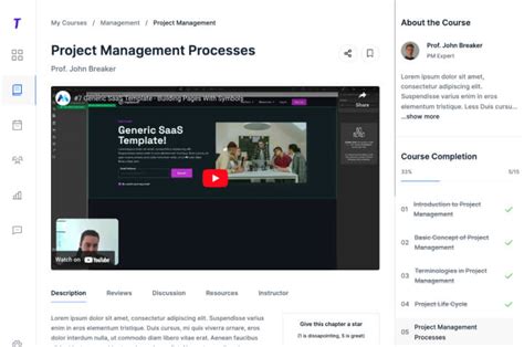 Online Course Dashboard For Webflow