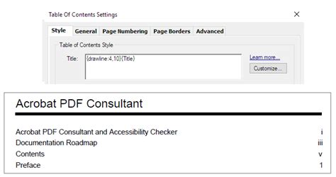 Customizing Table Of Contents Title In PDF Documents