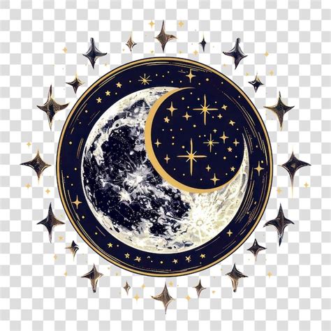 Png Celestial Moon And Stars Illustration Premium Ai Generated Psd
