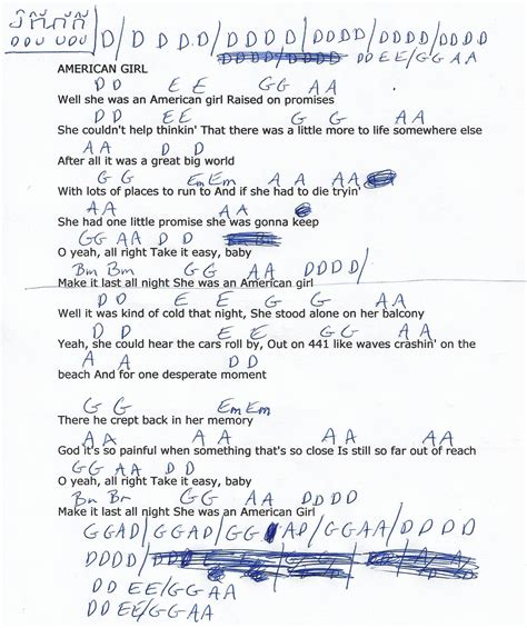 American Girl Tom Petty Guitar Chord Chart