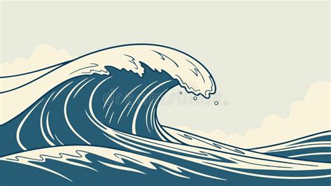 Ocean Wave Curling Dynamic Sea Vector Design Vector Design Generative Ai Stock Vector