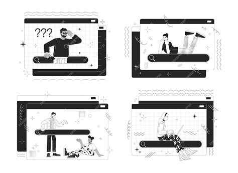 Premium Vector Searching Information Online 2d Linear Illustration