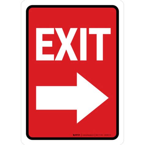 Exit Right Arrow Red Portrait Wall Sign Comprehensive Safety Signs