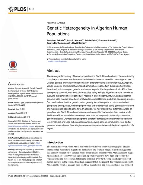 Pdf Genetic Heterogeneity In Algerian Human Populations