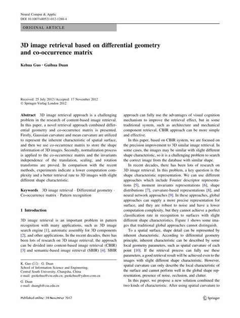 Pdf 3d Image Retrieval Based On Differential Geometry And Co Occurrence Matrix Dokumentips