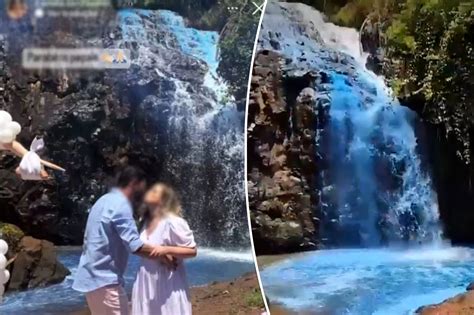Couple Slammed For Dyeing Waterfall Blue For Gender Reveal Party
