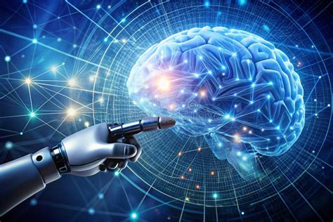 Robot Hand Interacting With Binary Data Ai And Machine Learning In