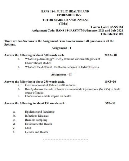Bans 184 Public Health And Epidemiology In English Solved Assignment 2020 2021 Ignou Solved