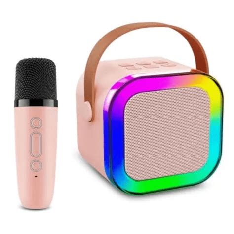K12 Karaoke Rgb Bluetooth Portable Wireless Microphone Speaker Rose
