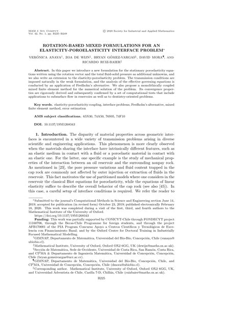 Pdf Rotation Based Mixed Formulations For An Elasticity Poroelasticity Interface Problem