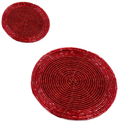 Round Red Glitter Placemats At Callum Balmain Blog