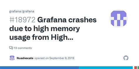 grafana crashes due to high memory usage from high cardinality data