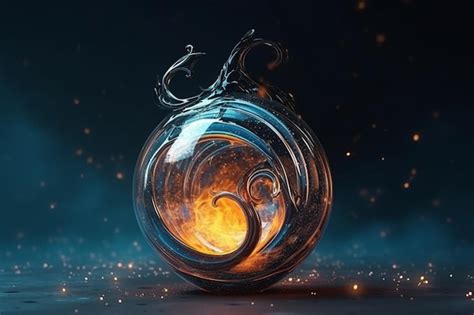 Premium Ai Image A Close Up Of A Glass Jar With A Fire Inside Of It