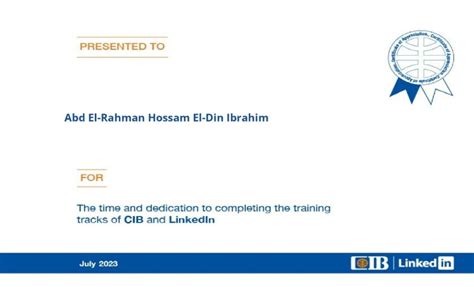 Abd El Rahman Hossam El Din On Linkedin Cibsummerinternshipprogram
