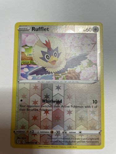 Pokémon Tcg Rufflet Evolving Skies 136 203 Reverse Holo Common Ebay