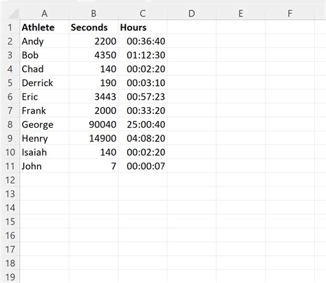 excel how to convert seconds to hours