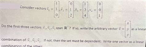 Solved Consider Vectors Chegg