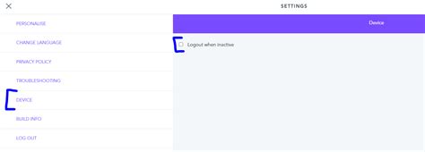 how to enable automatic log out within the zaptic app