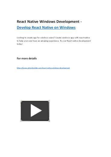 React Native Development On Windows Develop React Native On Windows