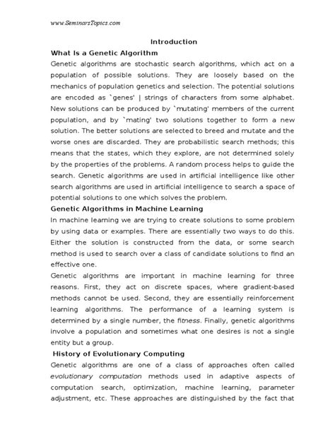Genetic Algorithms Pdf Genetic Algorithm Artificial Neural Network