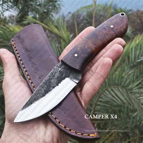Hand Forge Bushcraft Knife With Sheath Rosewood Fixed Blade Etsy