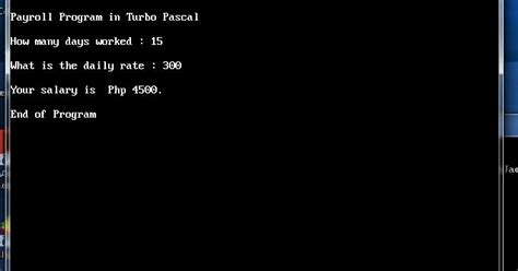 Free Programming Source Codes And Computer Programming Tutorials Payroll Program In Turbo Pascal