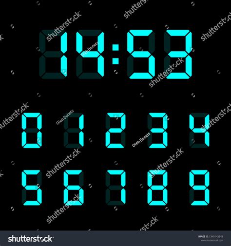 Digital Clock Number Set Electronic Figures Stock Vector Royalty Free 1349143943 Shutterstock