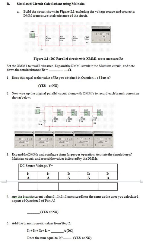 Simulated Circuit Calculations Using Multisim Build Chegg