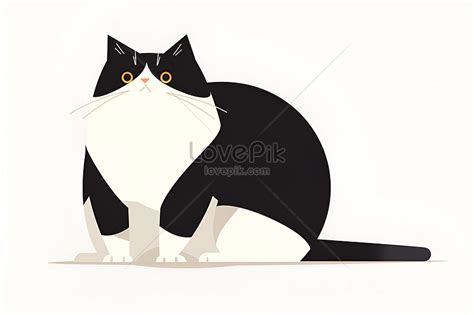 간단하고 귀여운 흑백 만화 고양이 일러스트 무료 다운로드 Lovepik