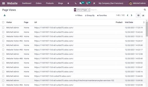 Page Views Option In Odoo Website Odoo V Enterprise