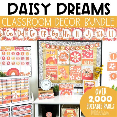 Daisy Themed Classroom Decor Bundle Editable Classroom Decor Easy And
