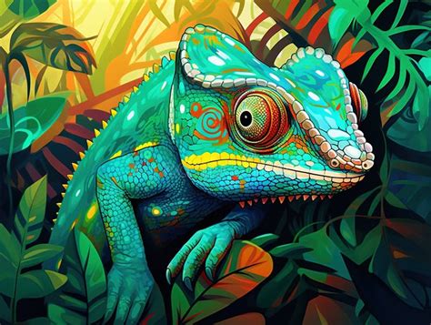 Camaleón Velado Hecho Con Ilustración De Ai Generativa Stock de ilustración Ilustración de