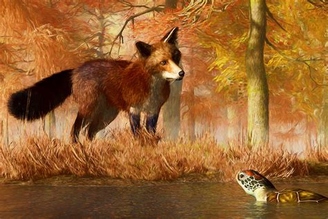 The Fox And The Turtle Digital Art By Daniel Eskridge Pixels Merch